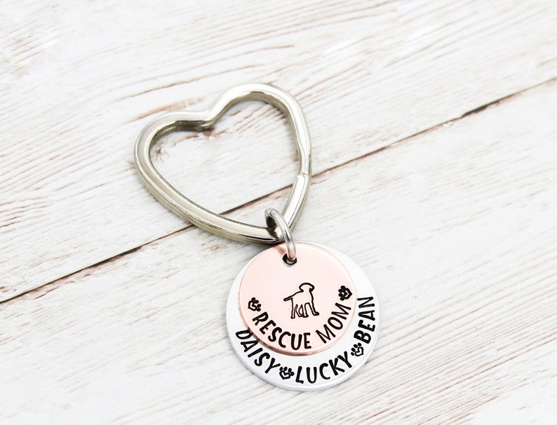 Personalized Rescue Mom Keychain Dog Rescue Mama Keyring | Etsy