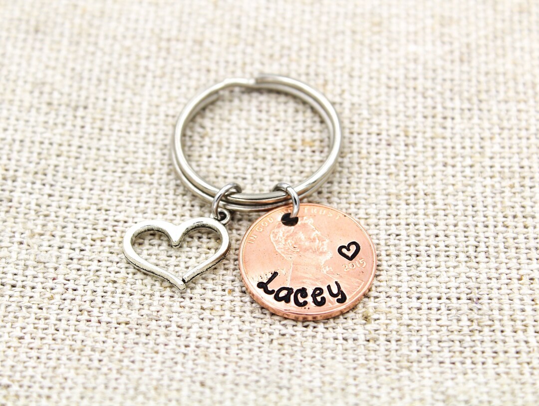Personalized Penny Keychain, Custom Name Keychains, Childs Name Keyring ...