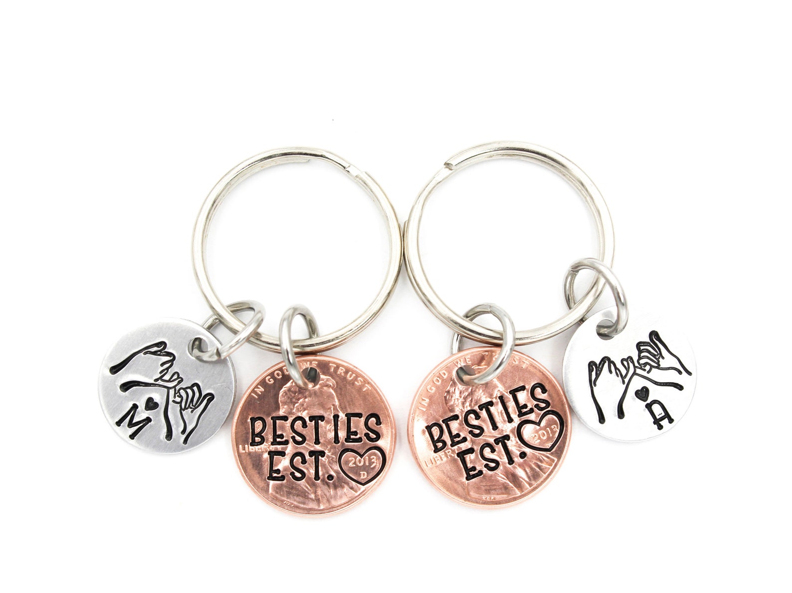 Personalized Besties Est Penny Keychain Pinky Promise - Etsy