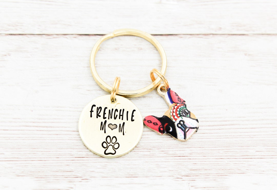 Frenchie Mom Keychain, French Bulldog Keyring, Bulldog Mama, Dog Mom ...