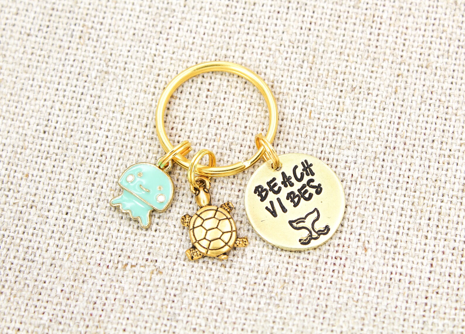 Beach Vibes Keychain Sea Turtle Keyring Beach Lover Gift | Etsy