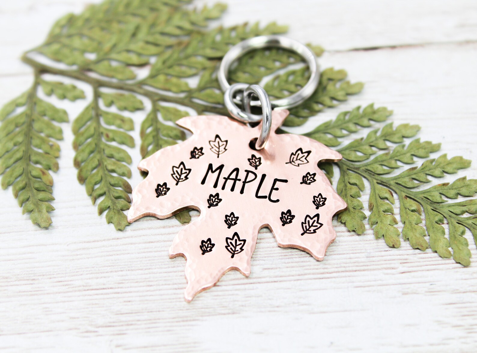 Maple Leaf Dog Name Tag Nature Pet ID Tags Fall Dog ID Tag | Etsy