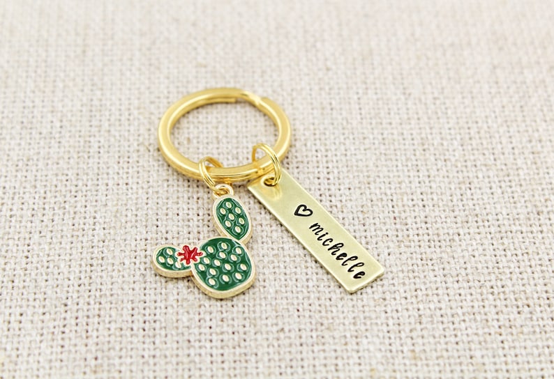 Cactus Name Keychain, Custom Name Keyring, Cactus Purse Charm, Cactus ...