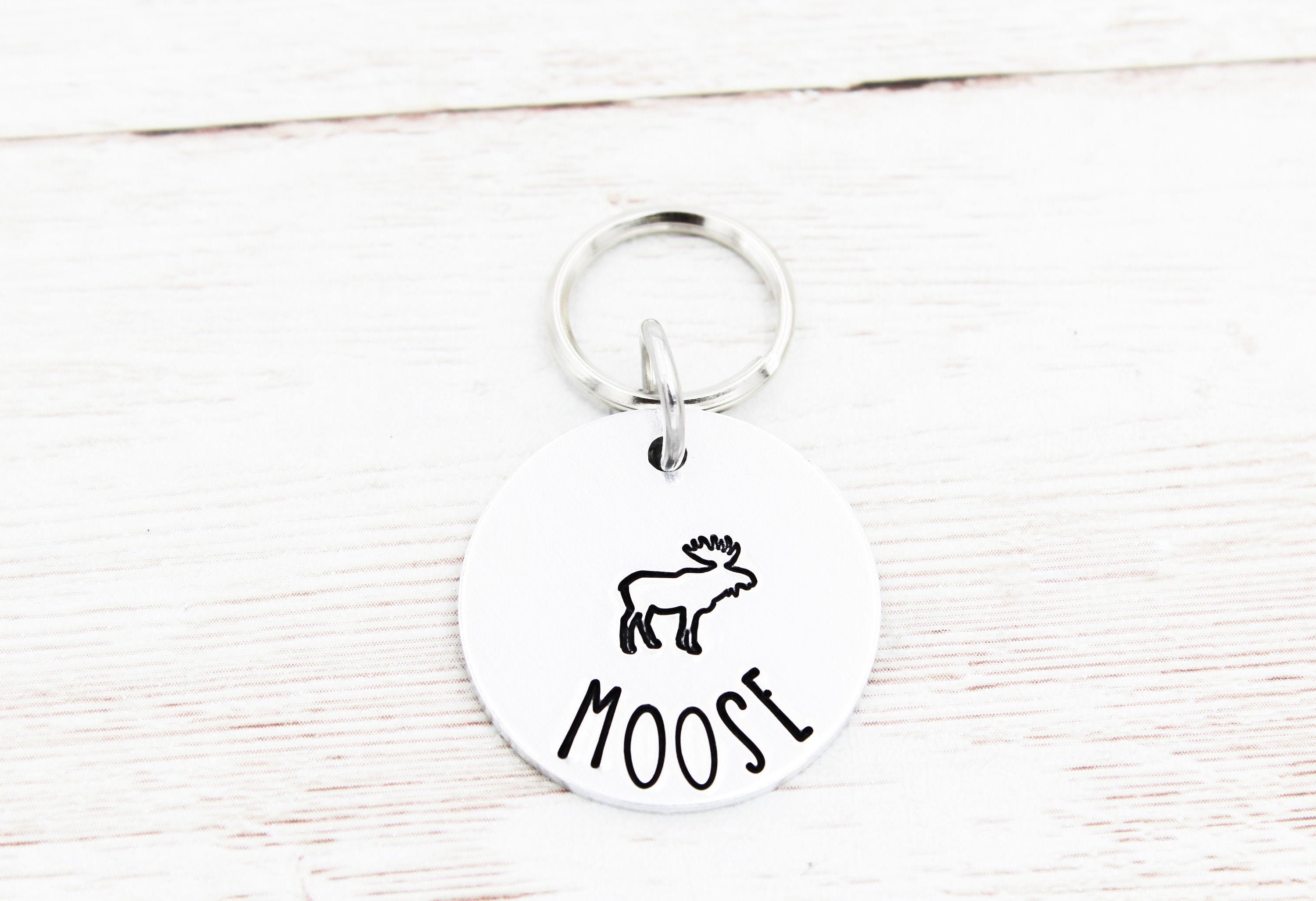 Moose Dog Name Tag, Moose Pet ID Tag, Moose Dog Collar ID Charm, Dog ...