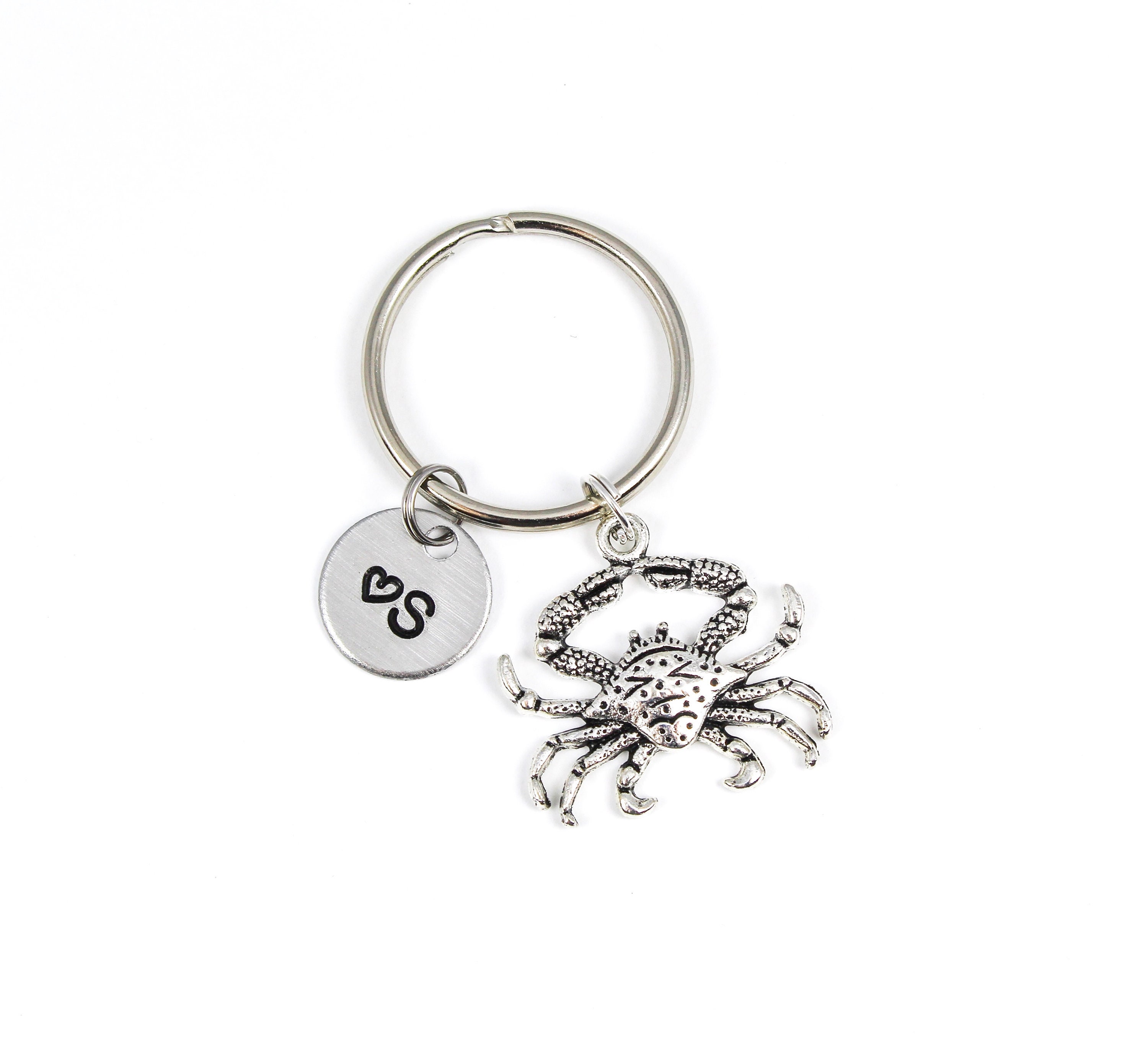 Crab Keychain Initial Keyring Crab Keyring Beach Keychain - Etsy UK