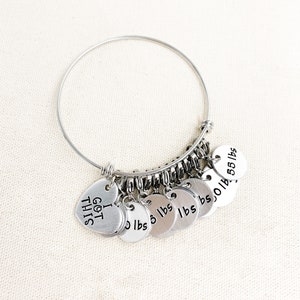 Weight Loss Tracker Bracelet, Weight Milestone Bangle Bracelet, Weight ...