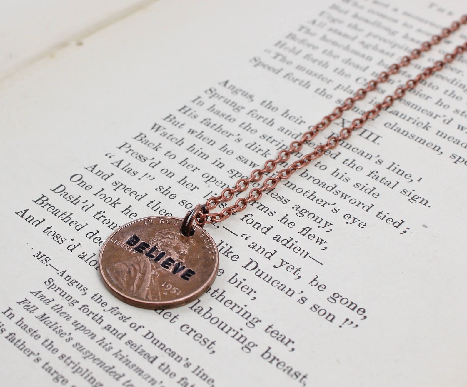 Custom Word Necklace Inspirational Necklace Penny Necklace | Etsy