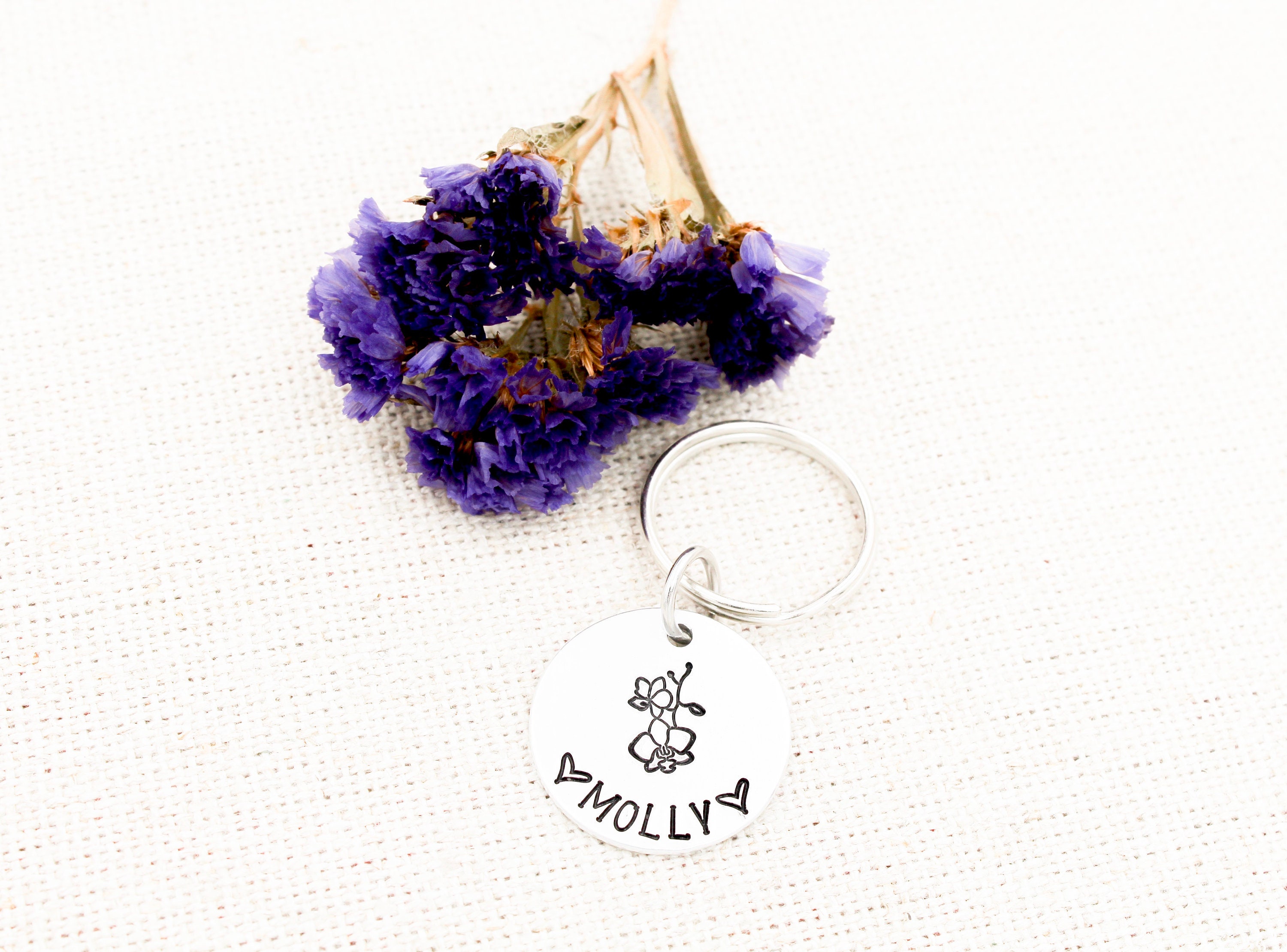 Orchid Flower Dog ID Tag Floral Dog Name Tag Custom Dog | Etsy