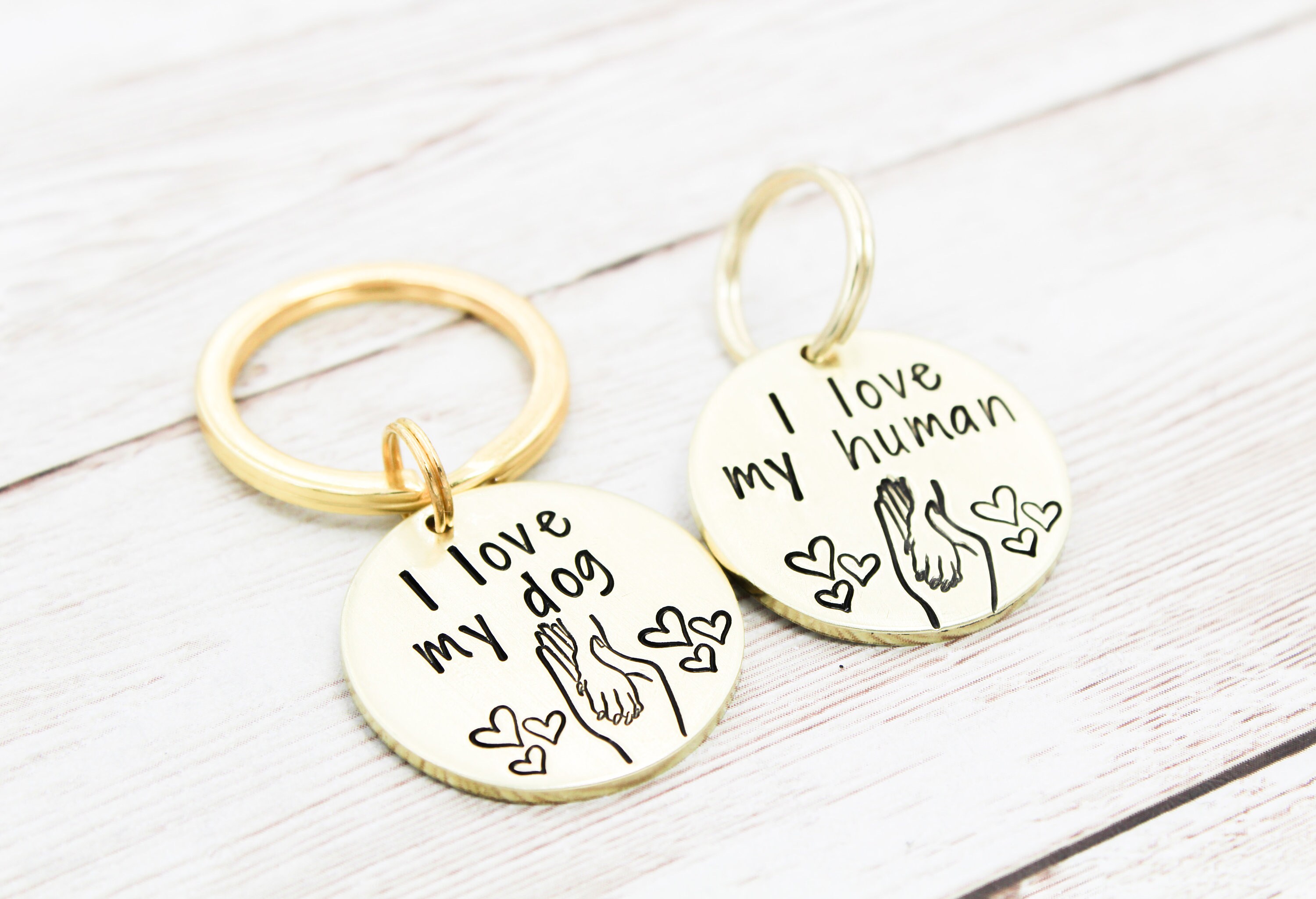 Matching Dog and Human Tag and Keychain I Love My Human Dog | Etsy