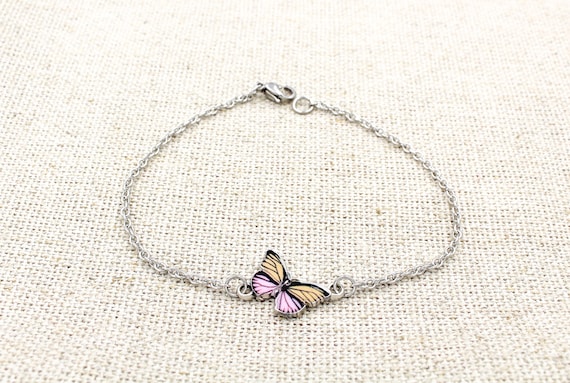 Pink Butterfly Anklet or Bracelet Butterfly Charm Ankle Bracelet Butterfly Jewelry Outdoor Wedding Bridesmaid Gift Present for Her Etsy