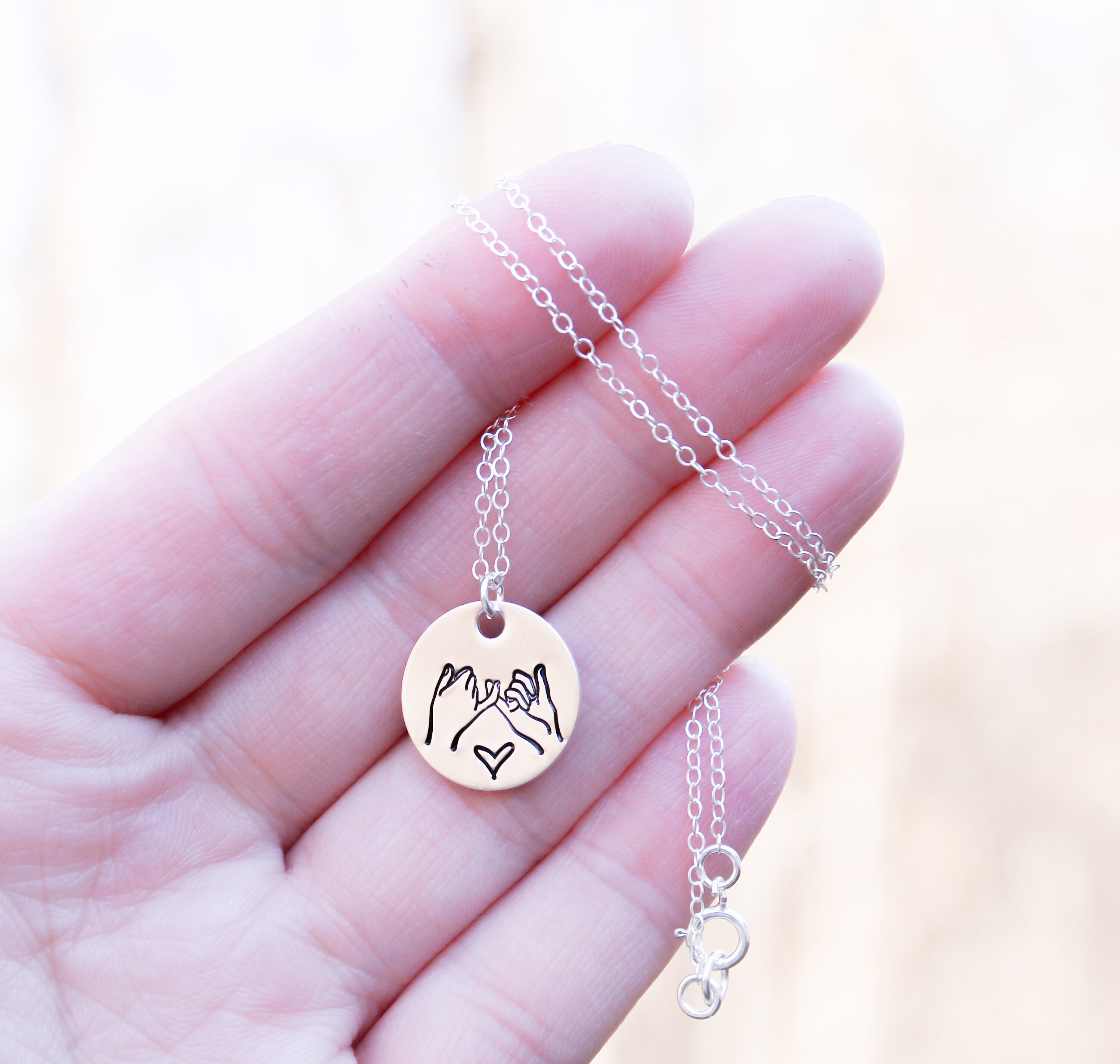 Sterling Silver Pinky Promise Necklace Silver Pinky Swear | Etsy