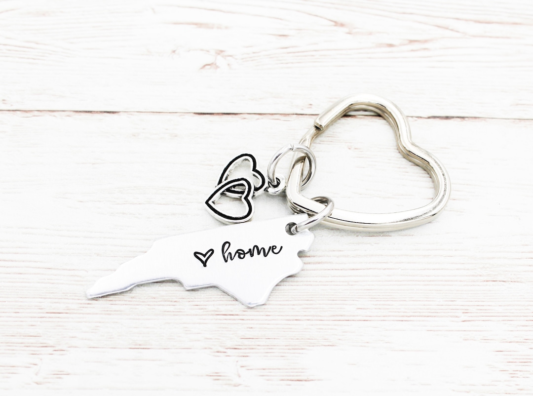 North Carolina Keychain, Home State Keyring, NC Keychains, North ...