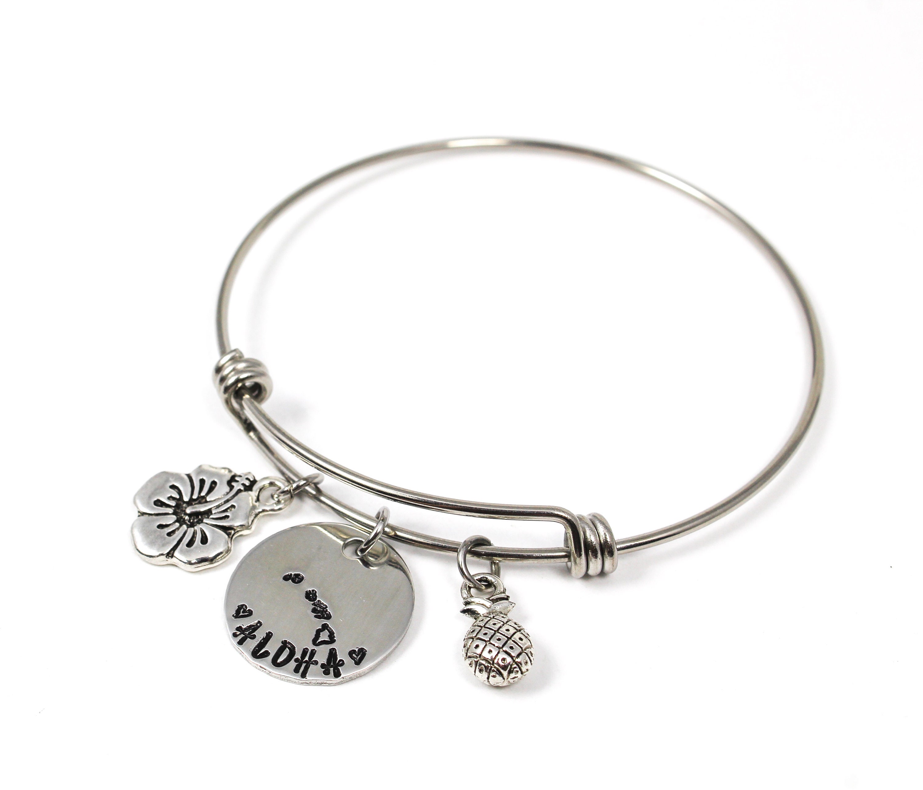 Hawaii Bangle Bracelet Aloha Bracelet Hibiscus Charm Bangle - Etsy UK