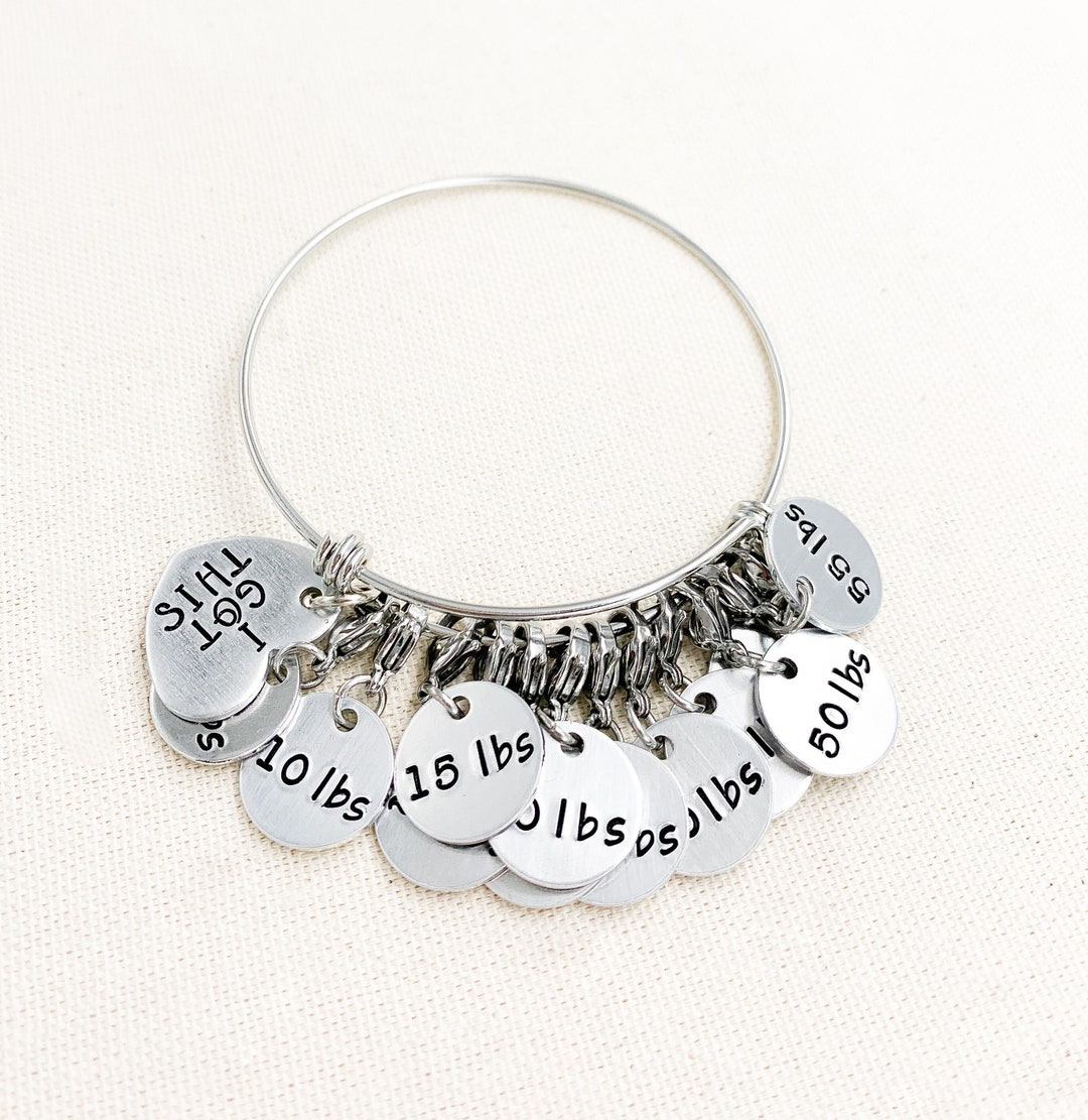 Weight Loss Tracker Bracelet, Weight Milestone Bangle Bracelet, Weight ...