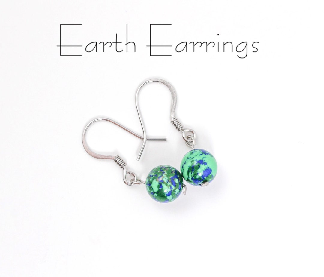 Earth Earrings, Planet Earth Dangle Earrings, Globe Earrings, World ...