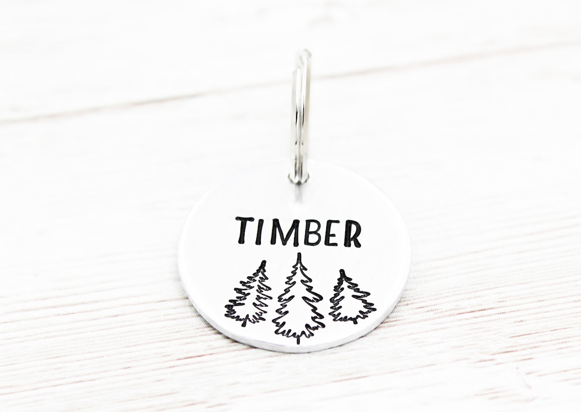 Trees Pet ID Tag Nature Dog Name Tag Forest Pet Tags | Etsy