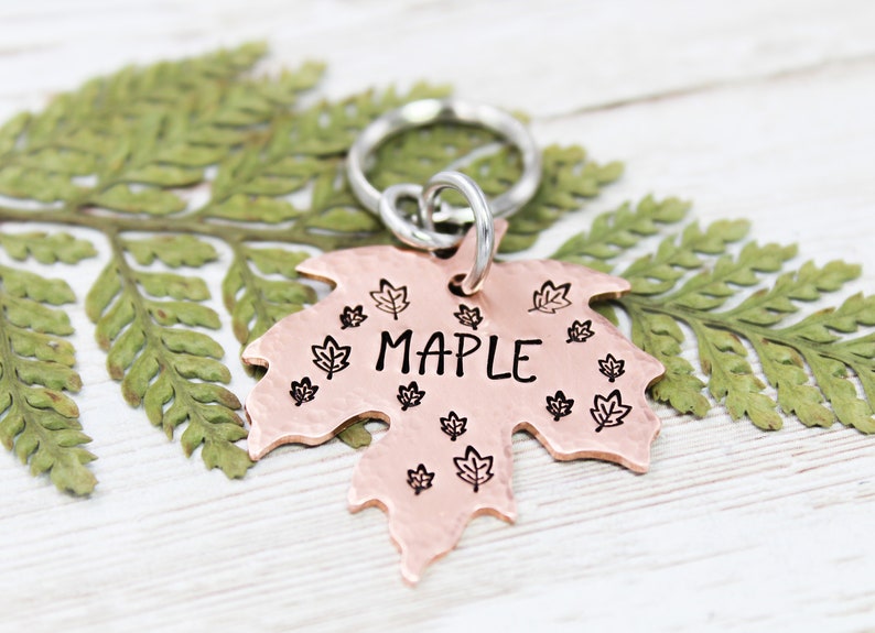 Maple Leaf Dog Name Tag Nature Pet ID Tags Fall Dog ID Tag - Etsy