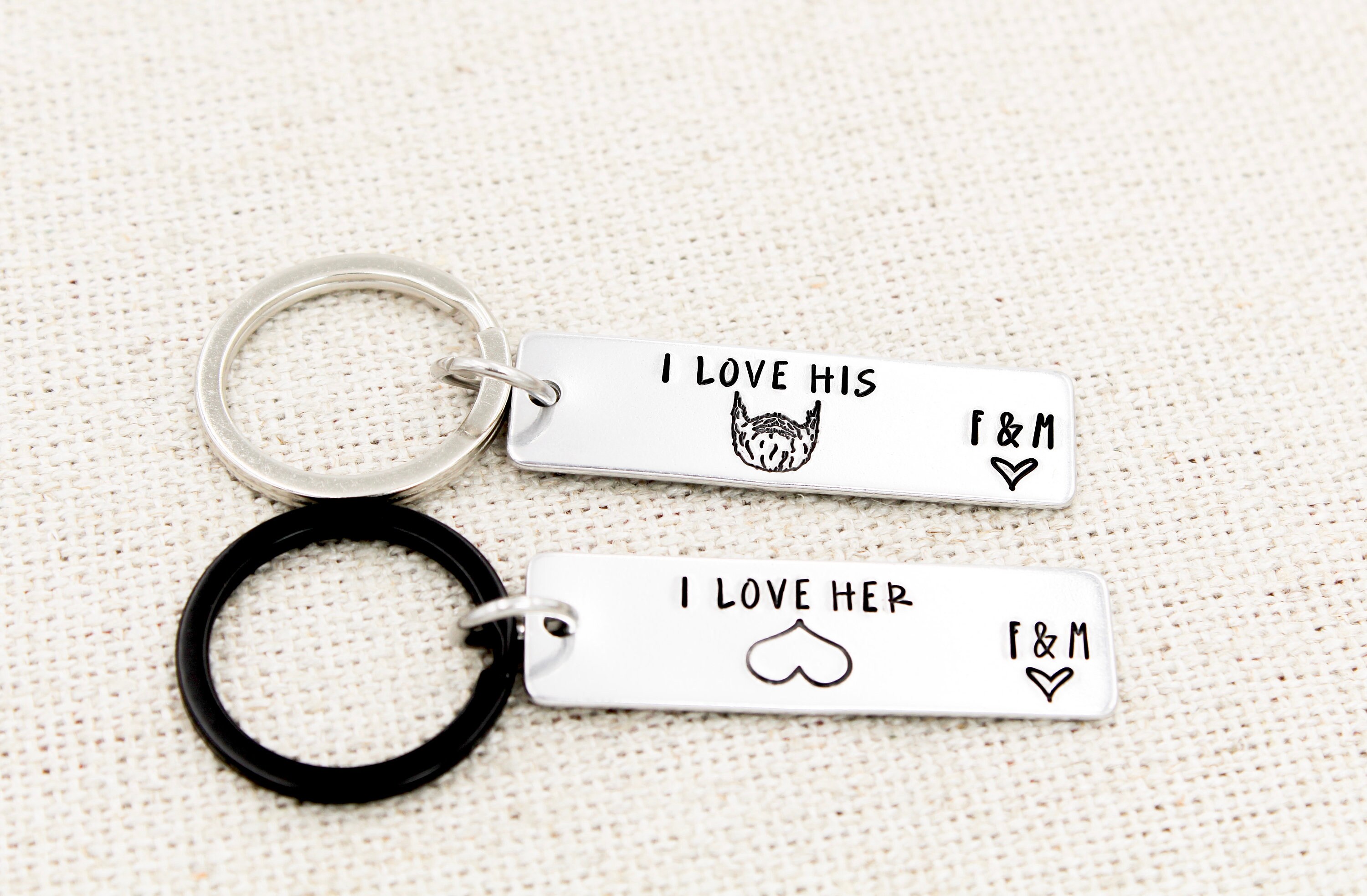 I Love His Beard I Love Her Butt Keychain Set His and Hers | Etsy