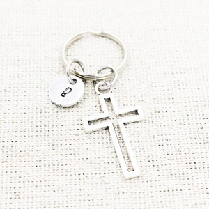 Personalized Cross Keychain, Initial Cross Keyring, Christian Keychains ...