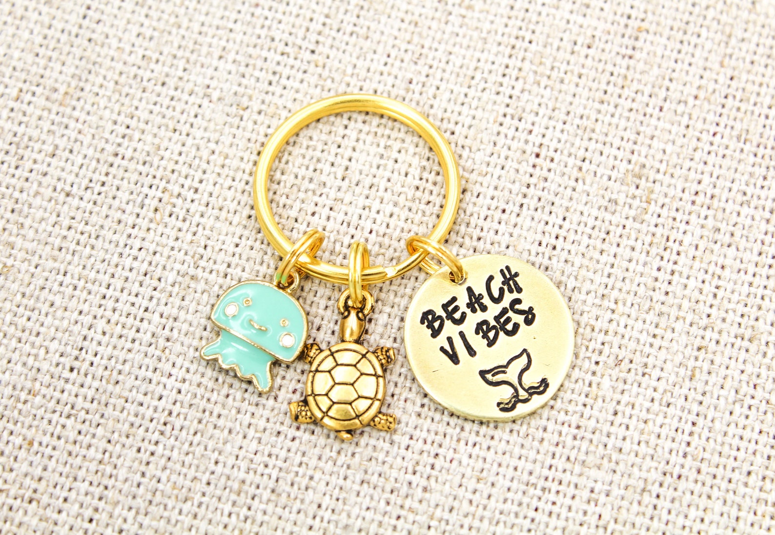 Beach Vibes Keychain Sea Turtle Keyring Beach Lover Gift | Etsy