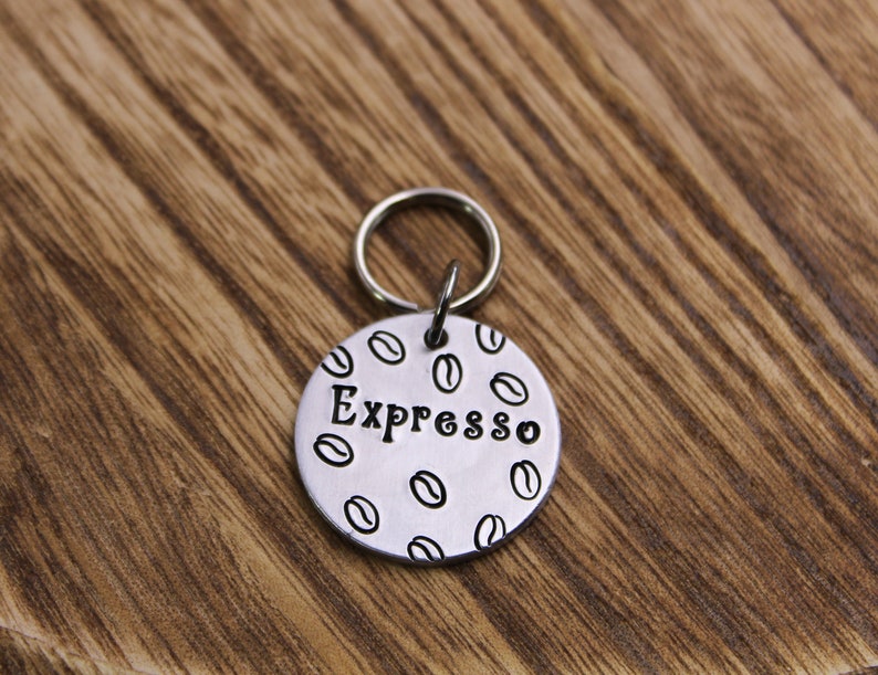 Custom Coffee Bean Pet Tag, Expresso Dog ID Tag, Mocha Dog Name Tags ...