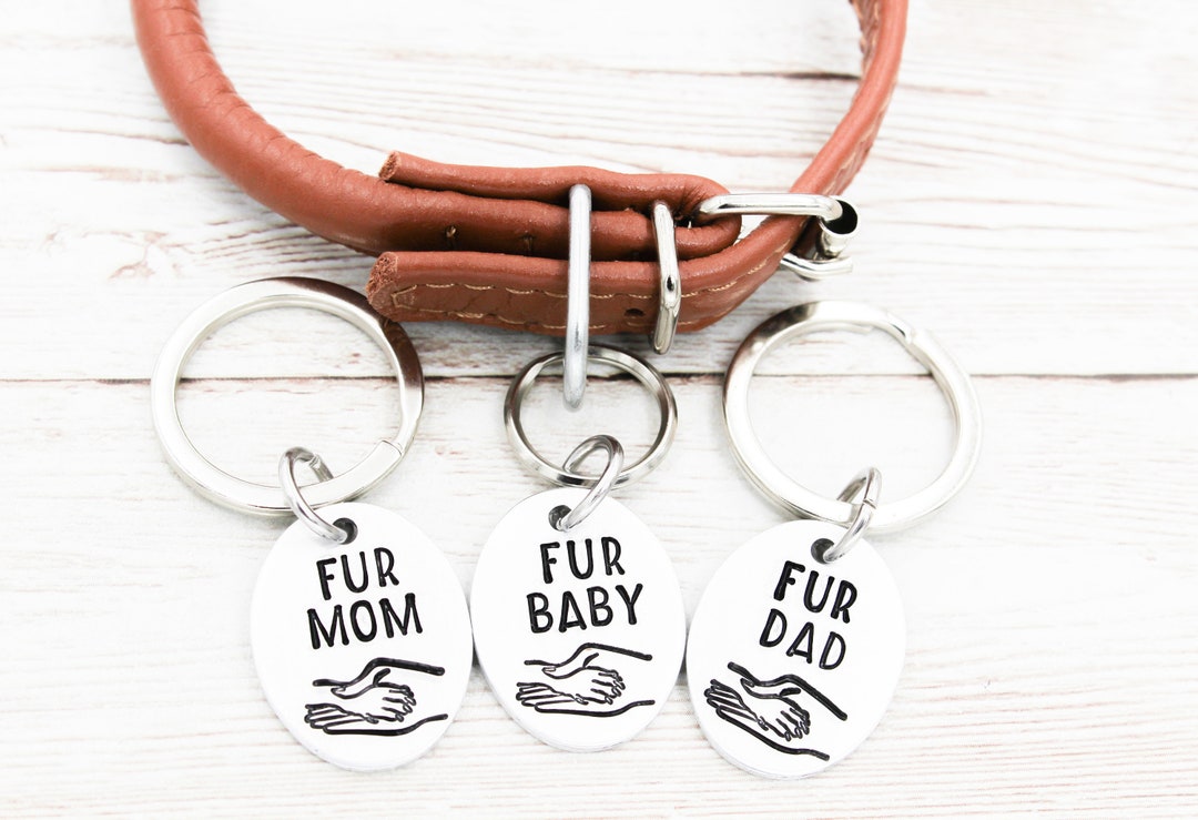 Matching Fur Dad Fur Mom Fur Baby Keychains, Custom Dog Tag, Dog Dad ...