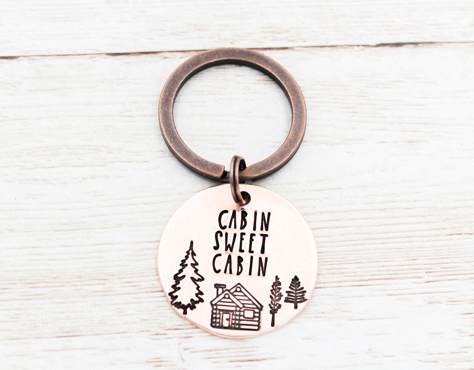 Copper Cabin Sweet Cabin Keychain Cabin Keys Keyring New - Etsy