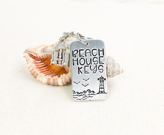 Beach House Keys Keychain New Beach House Homeowner Gift - Etsy