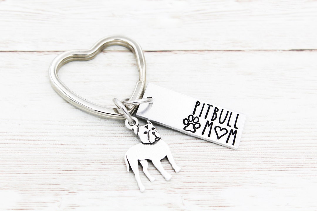 Pitbull Mom Keychain, Pit Bull Keyring, Pittie Mama Gift, Pitbull Owner ...