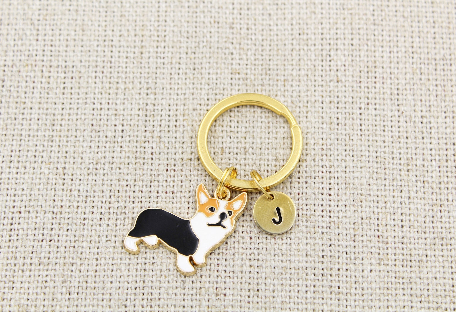 Custom Initial Corgi Keychain Corgi Keyring Dog Keychains | Etsy