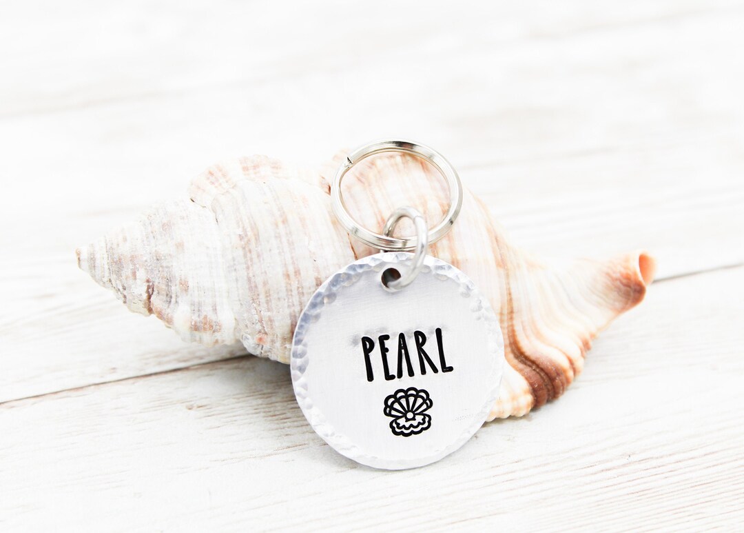 Clam Shell Pet Name Tag, Seashell Dog ID Tag, Pearl Pet Tag, Beach Cat ...