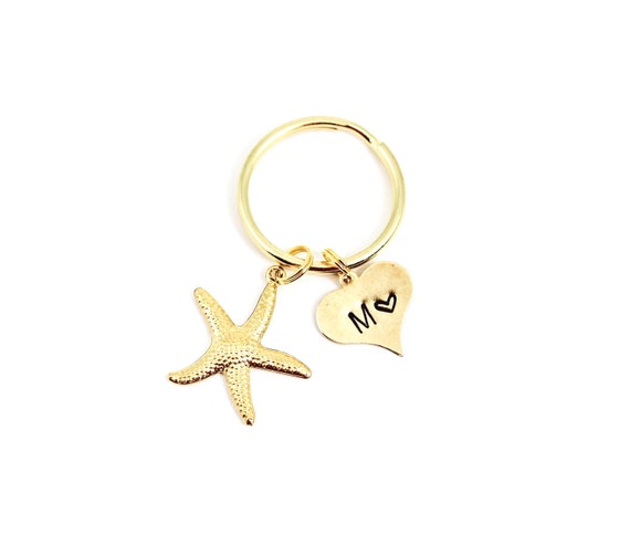 Personalized Starfish Keychain Dainty Starfish Key Chain | Etsy