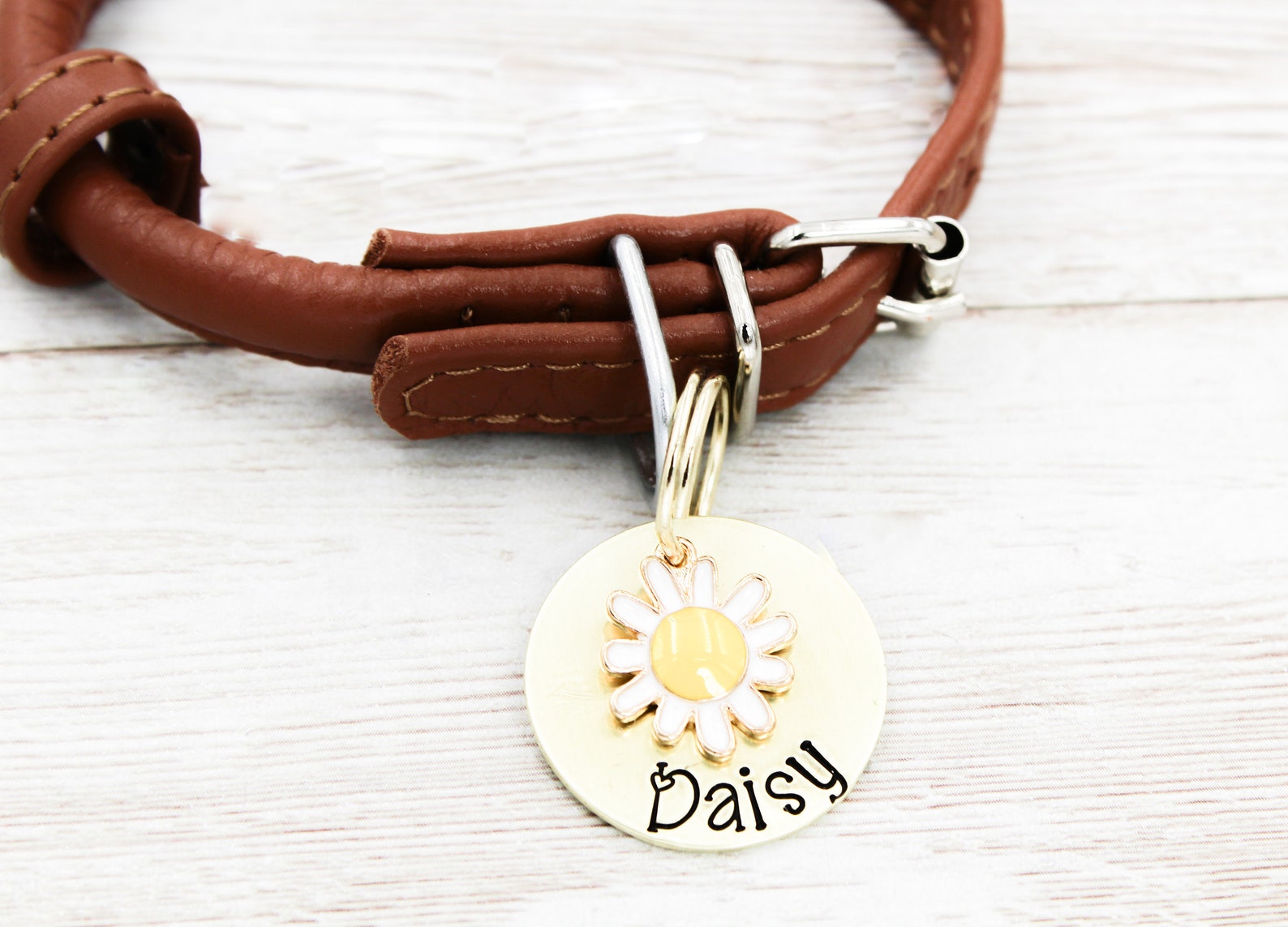 Daisy Pet Name Tag, Daisy Dog ID Tag, Flowers Pet Tag, Floral Dog Tags ...