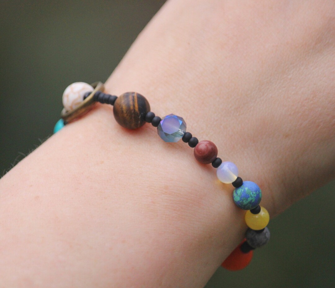 Planetary Bracelet, Planet Bead Bracelet, Solar System Jewelry ...