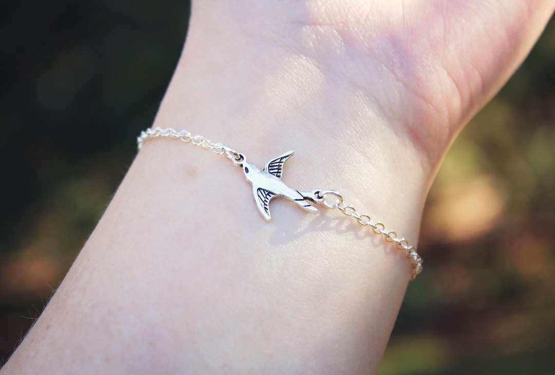 Sparrow Bird Bracelet or Anklet, Flying Bird Jewelry, Swallow Bird ...
