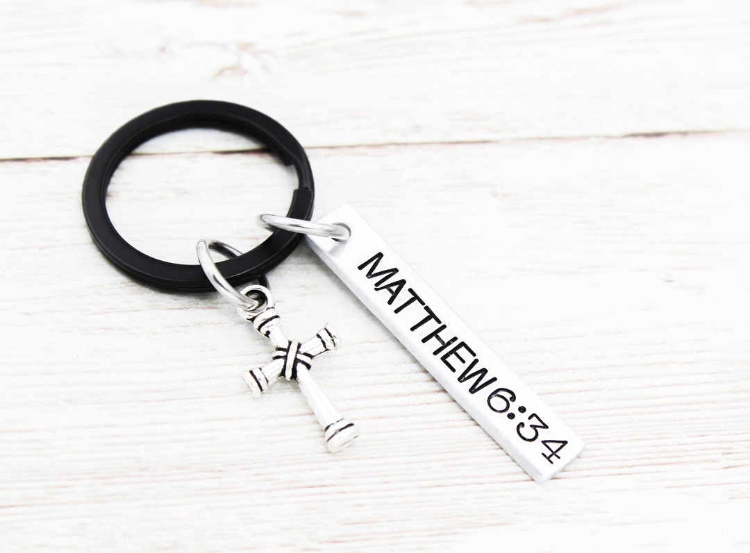 Custom Bible Verse Keychain, Cross Keychains, Personalized Bible Verse ...