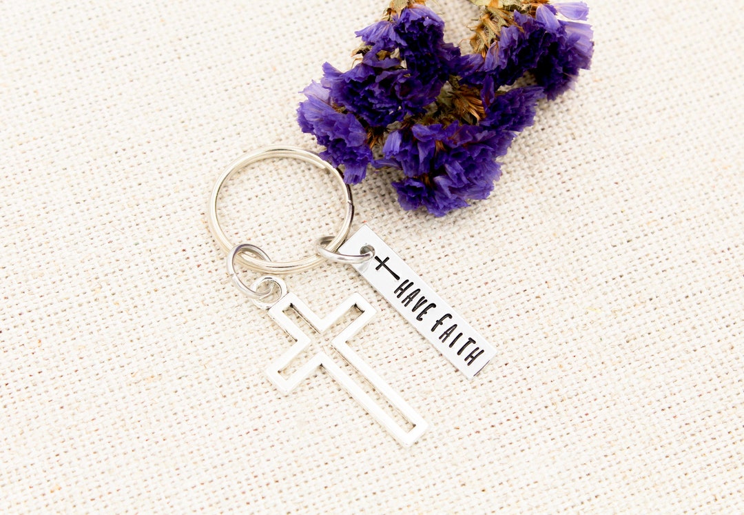 Have Faith Cross Keychain, Faith Keyring, Inspirational Gift, Christian ...