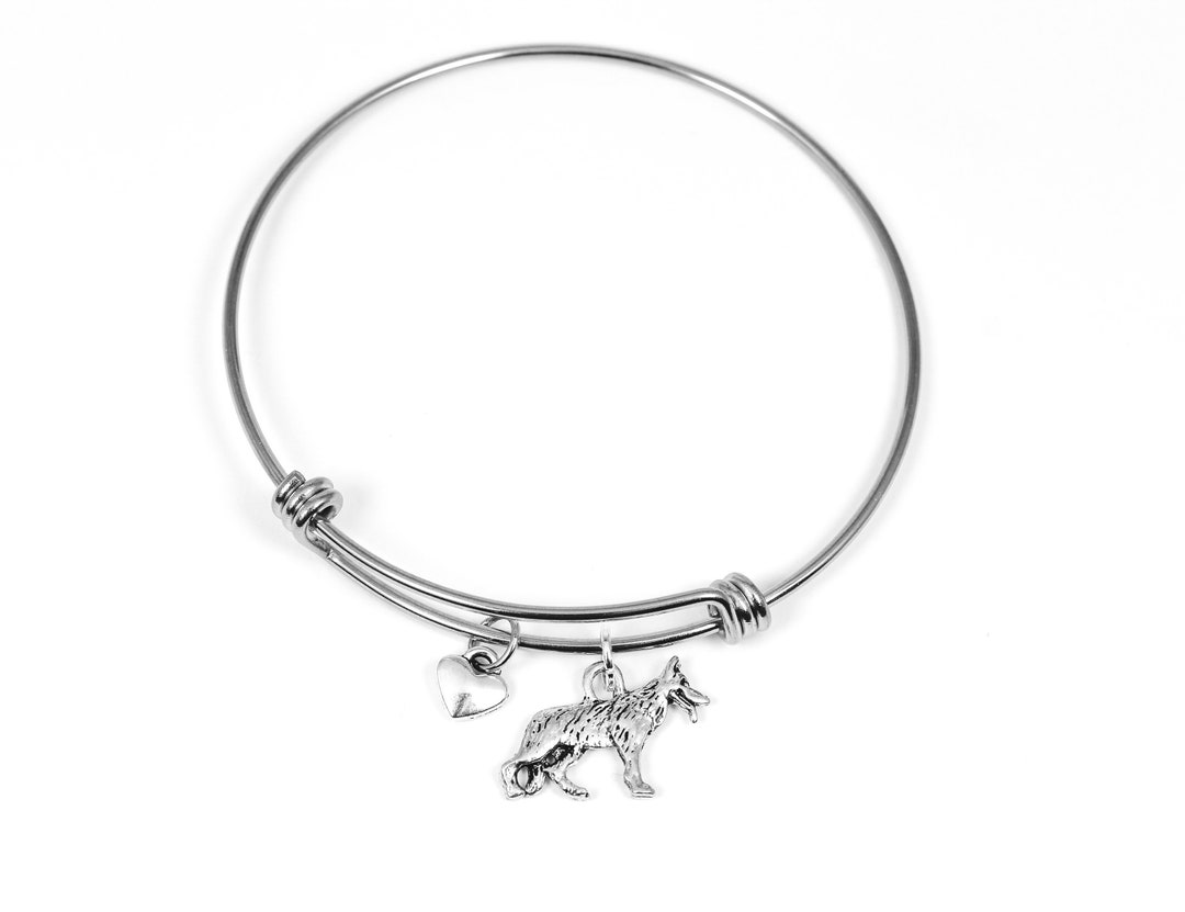 German Shepherd Bangle Bracelet, Dog Bracelet, German Shepherd Mom, Dog ...