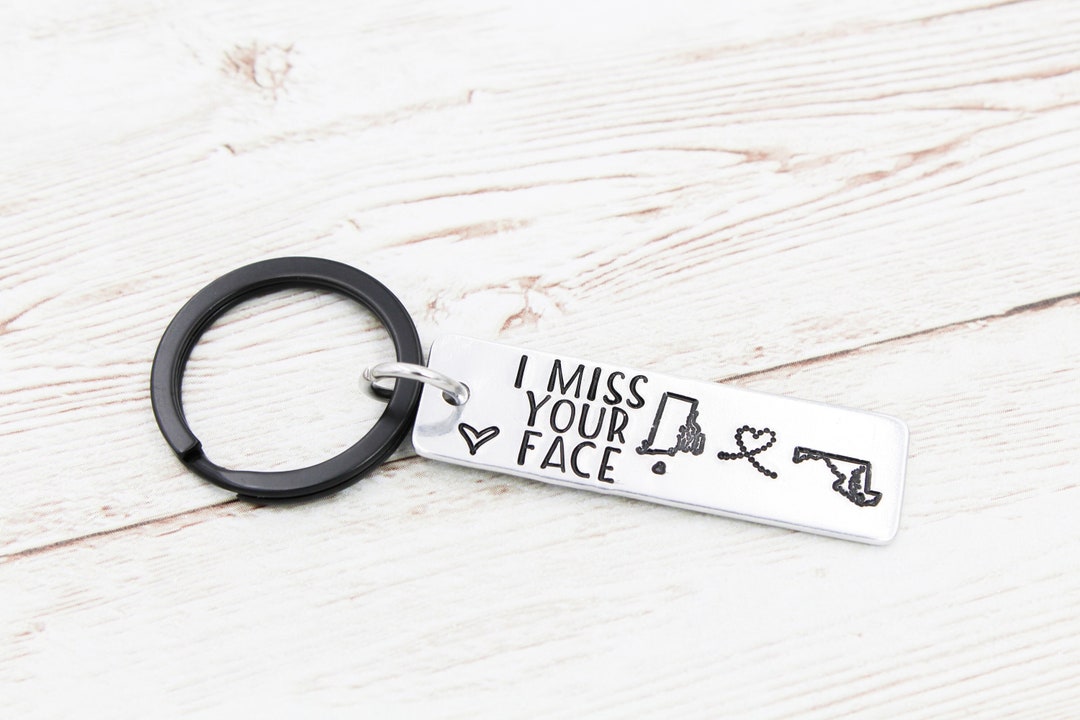 Long Distance State Keychain, Distance Couples Key Ring, I Miss You ...