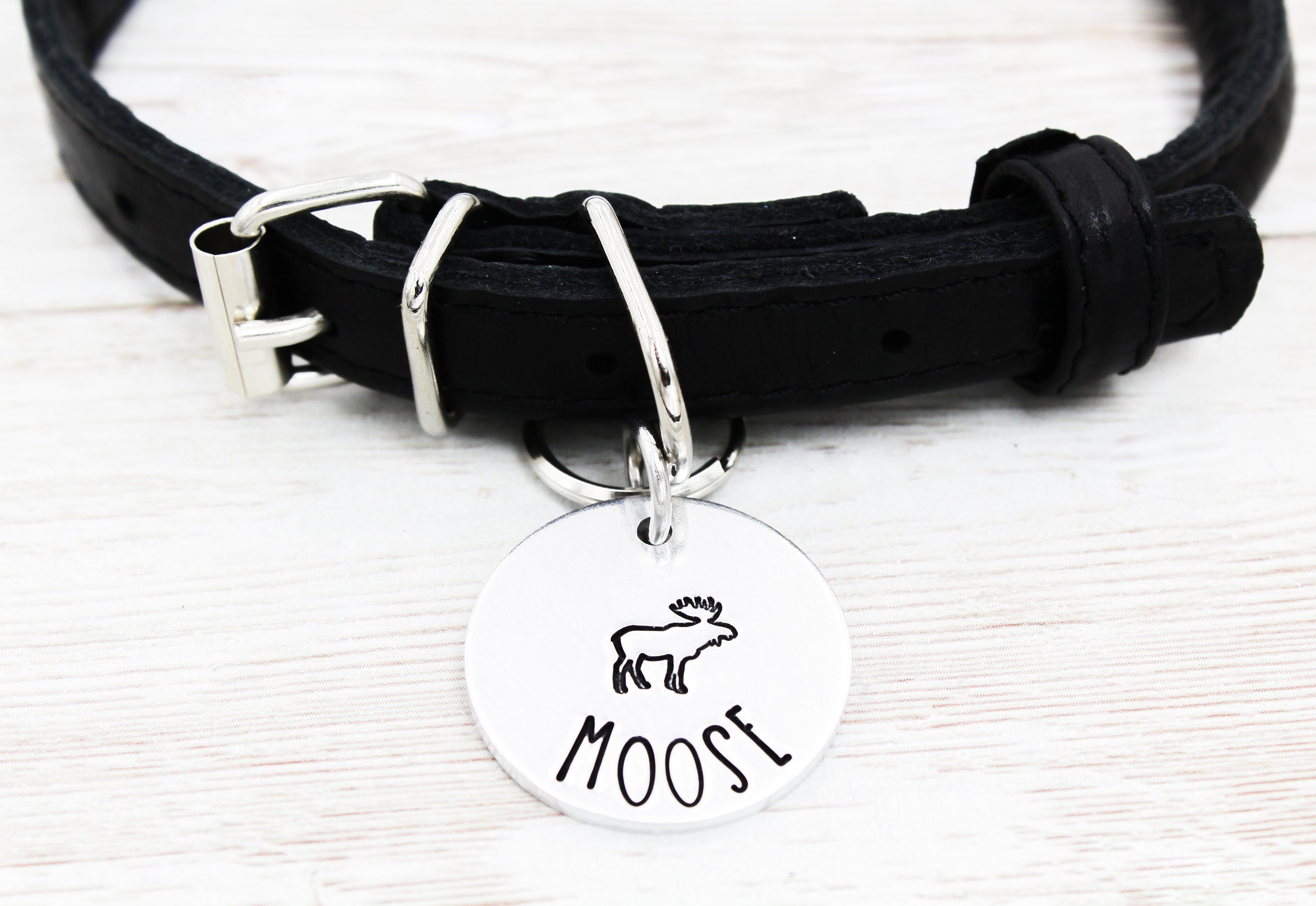 Moose Dog Name Tag, Moose Pet ID Tag, Moose Dog Collar ID Charm, Dog ...