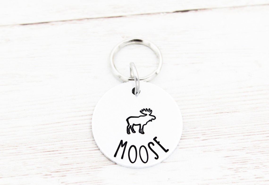 Moose Dog Name Tag Moose Pet ID Tag Moose Dog Collar ID | Etsy