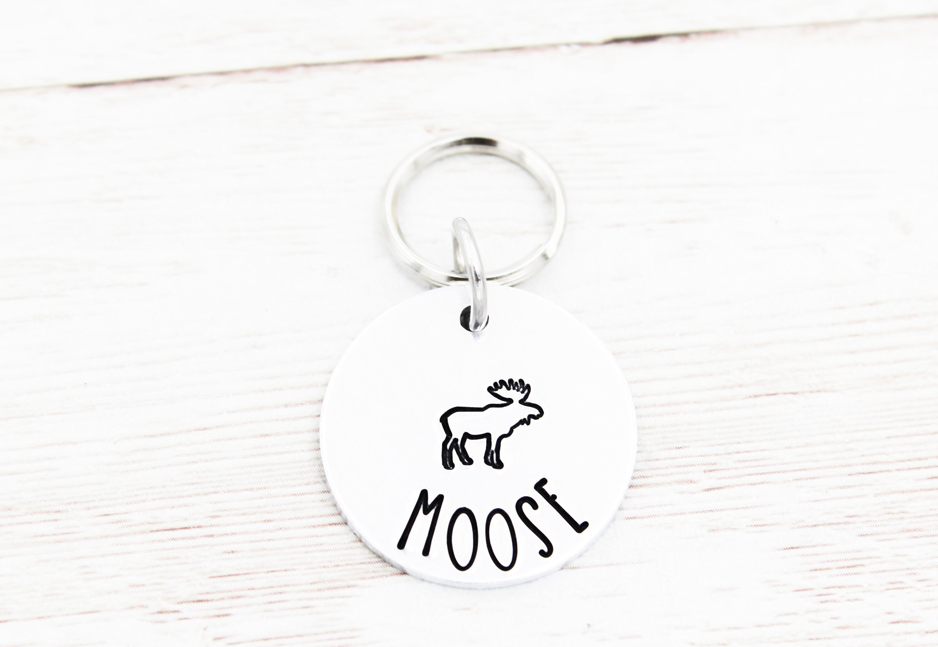 Moose Dog Name Tag, Moose Pet ID Tag, Moose Dog Collar ID Charm, Dog ...