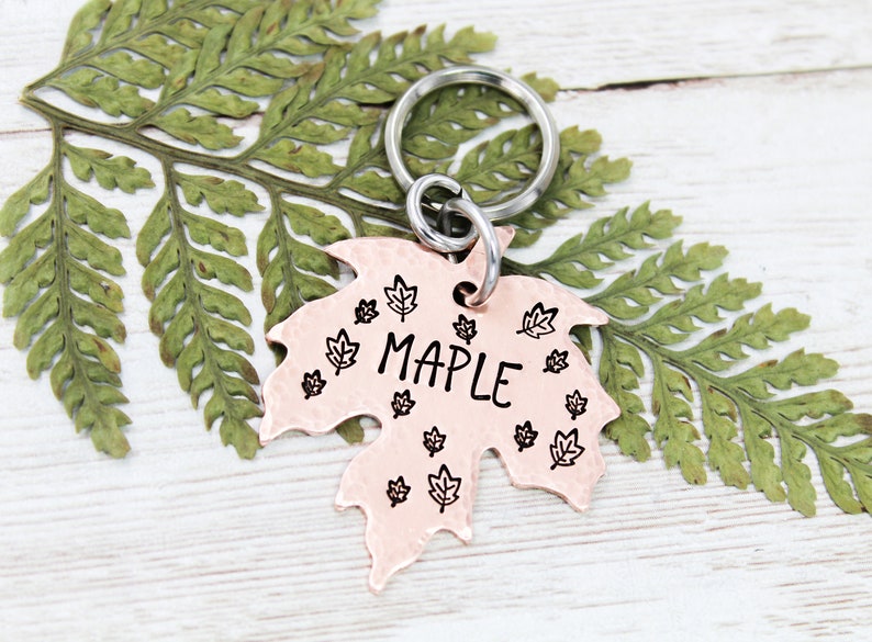 Maple Leaf Dog Name Tag Nature Pet ID Tags Fall Dog ID Tag | Etsy