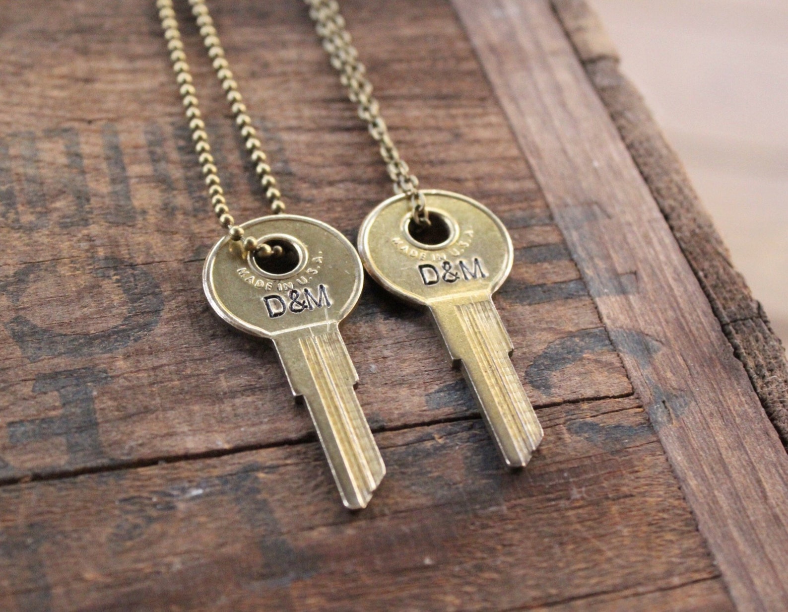 Couples Necklace Set Vintage Key Necklace Matching | Etsy