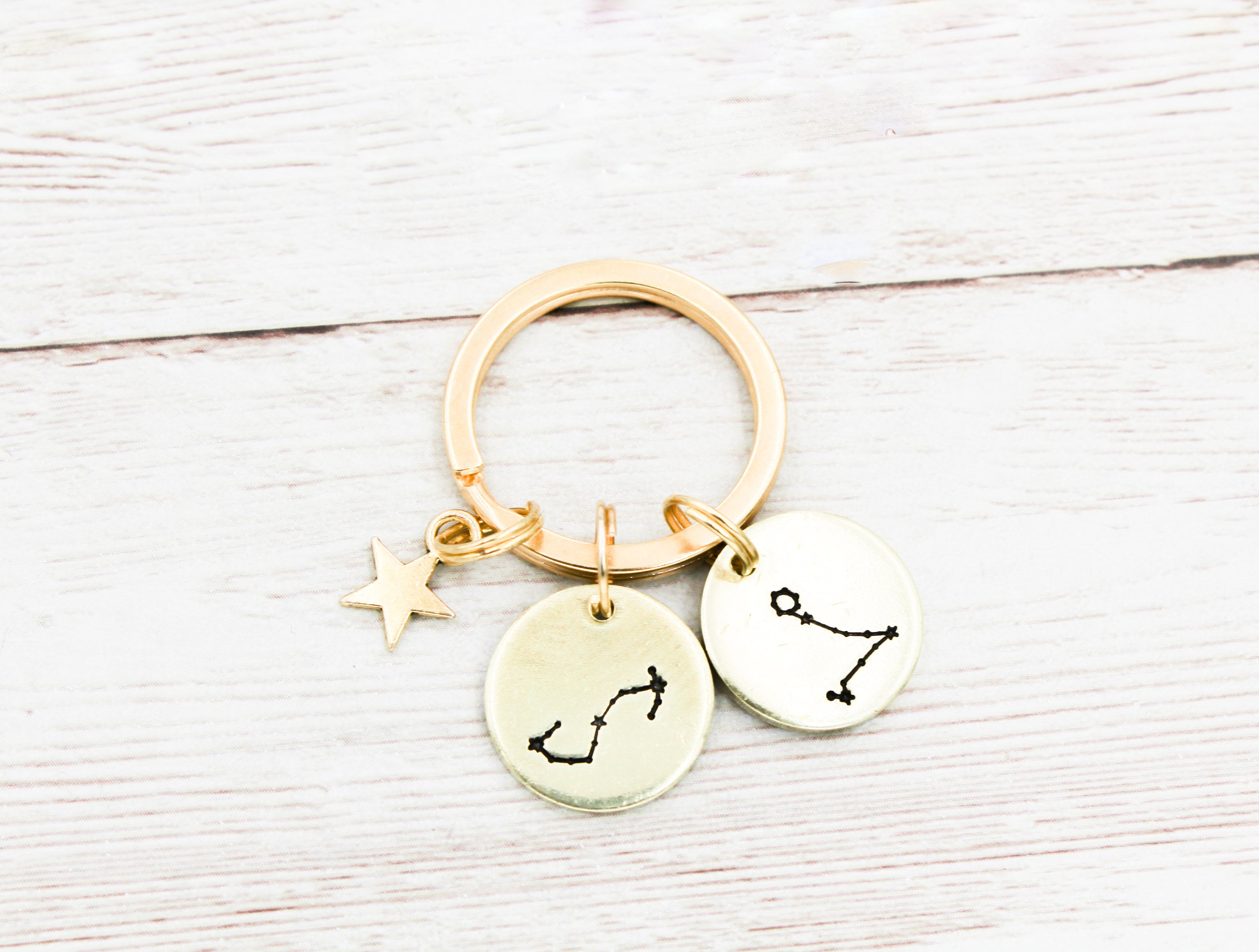 Dainty Zodiac Constellation Keychain, Zodiac Couples Keyring ...