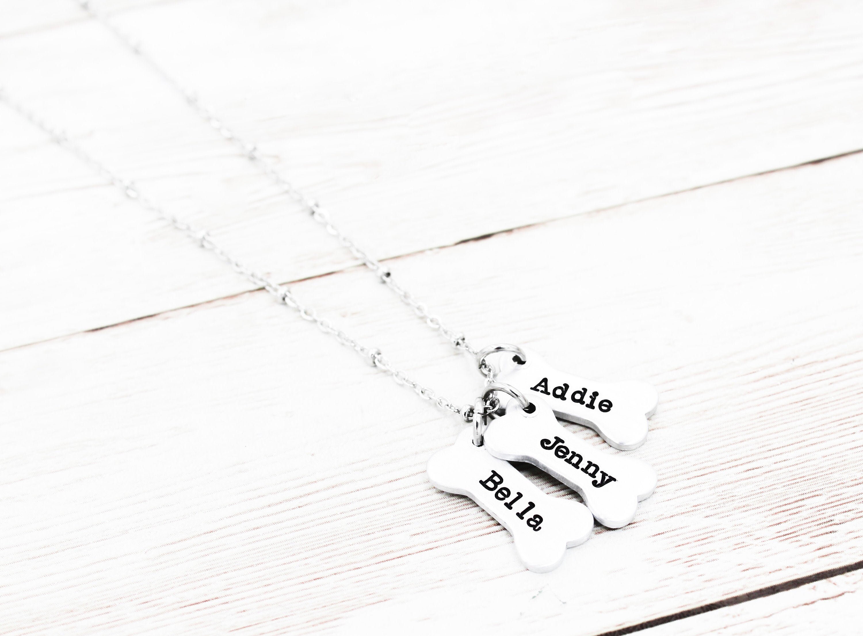 Personalized Dog Name Necklace Dog Bone Name Jewelry Dog Mom | Etsy