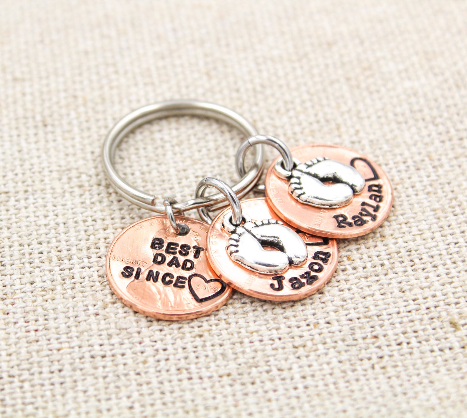 Personalized Dad Keychain, Best Dad Ever, Gift for Father, Custom Penny ...