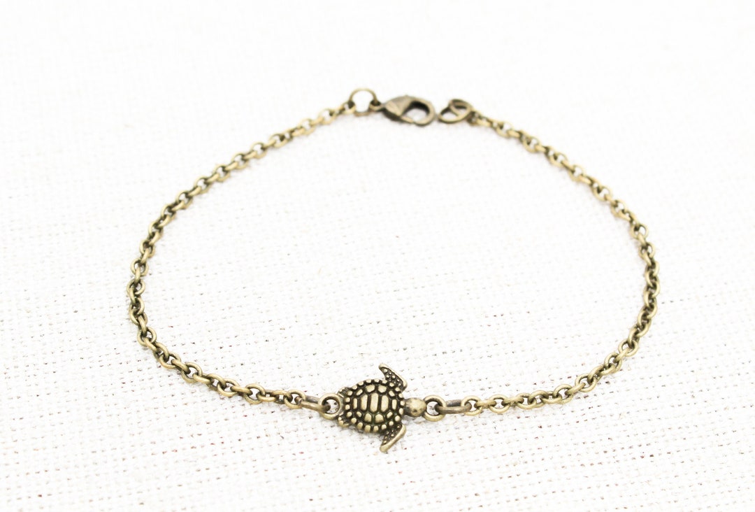 Bronze Sea Turtle Anklet, Turtle Ankle Bracelet, Beach Turtle Jewelry ...