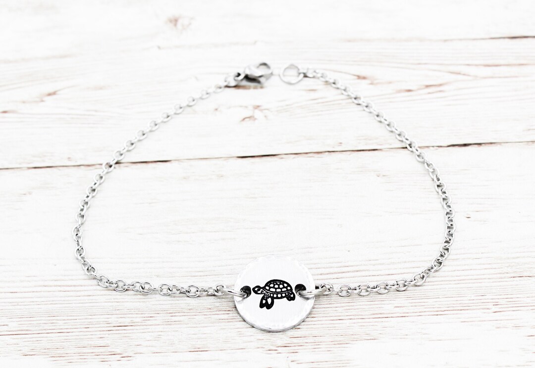 Stamped Sea Turtle Anklet, Sea Turtle Ankle Bracelet, Turtle Jewelry ...