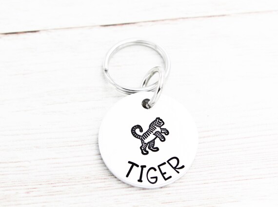 Custom Tiger Cat Name Tag Cat Name Tag Tiger Cat Tags Pet | Etsy